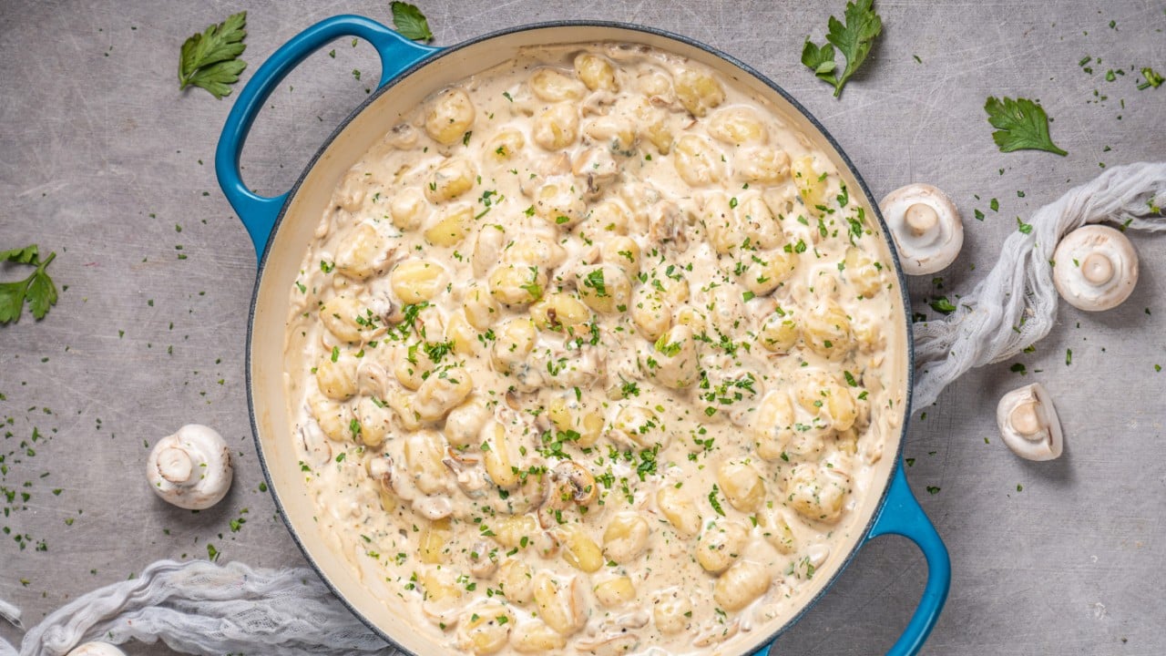 Njoki s šampinjoni in modrim sirom