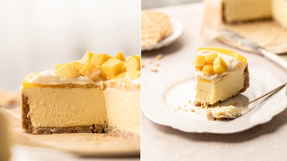 Mango cheesecake brez peke